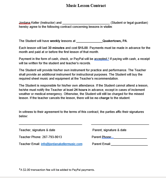 Sample Lesson Contract – Jordana Keller Music